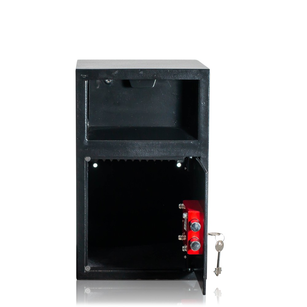 Deposit safe with lockable deposit flap – key lock