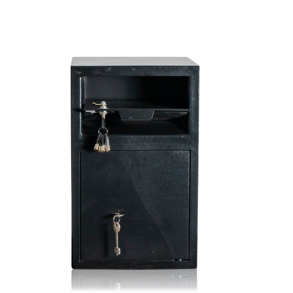 Deposit safe with lockable deposit flap – key lock
